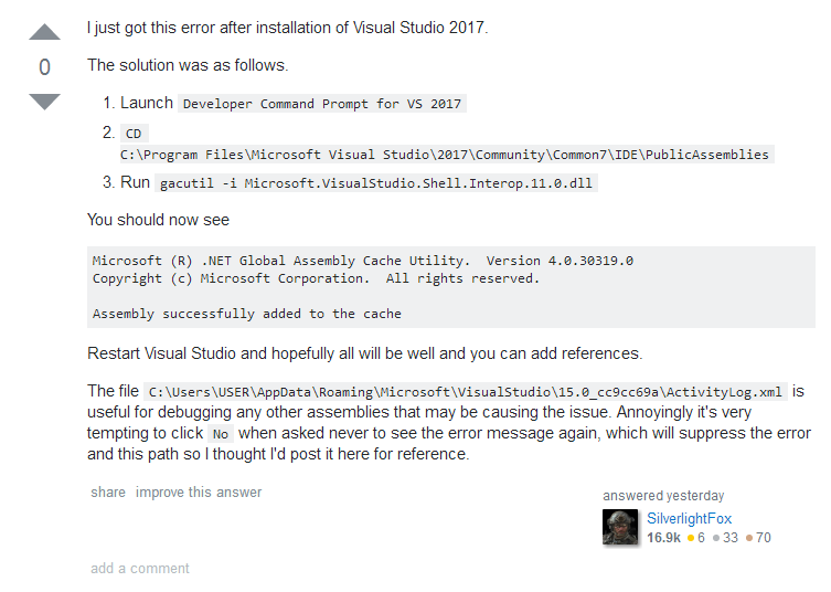 Visual studio 2017添加引用时报错未能正确加载ReferenceManagerPackage包的解决方法_因特网(www ...